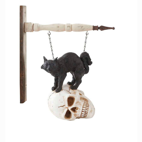 LED Black Resin Cat on Lighted Skull Arrow Replacement Sign – Salty Home