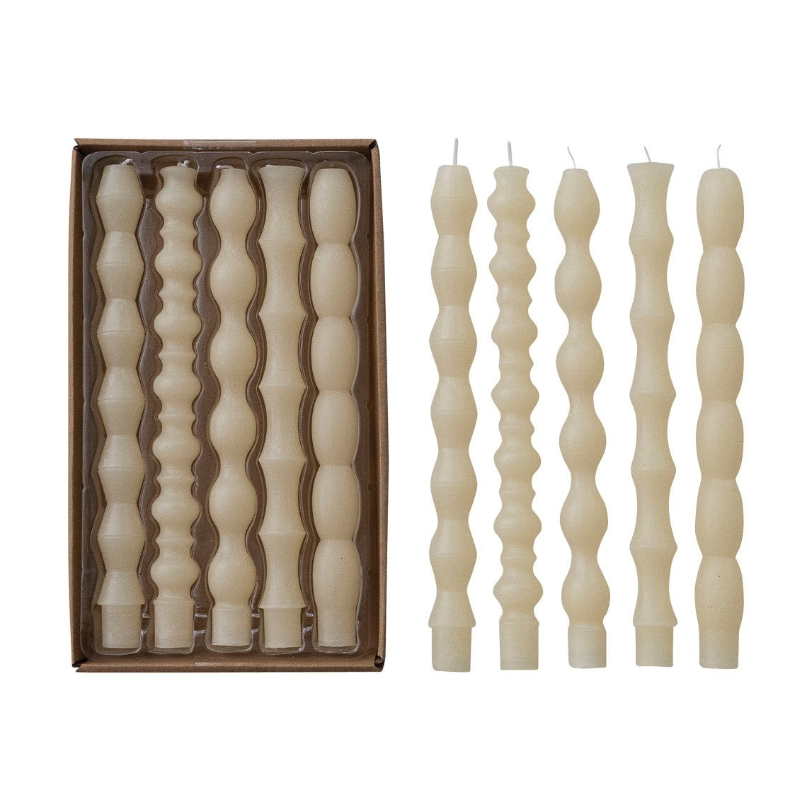Cream Sculptured Unscented Taper Candles (Set of 5) – Salty Home